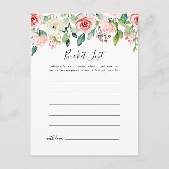 Elegant Dainty Autumn Floral Bucket List Cards | Zazzle.com