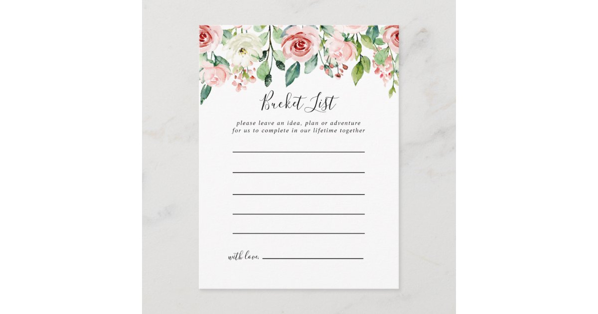 Elegant Dainty Autumn Floral Bucket List Cards | Zazzle