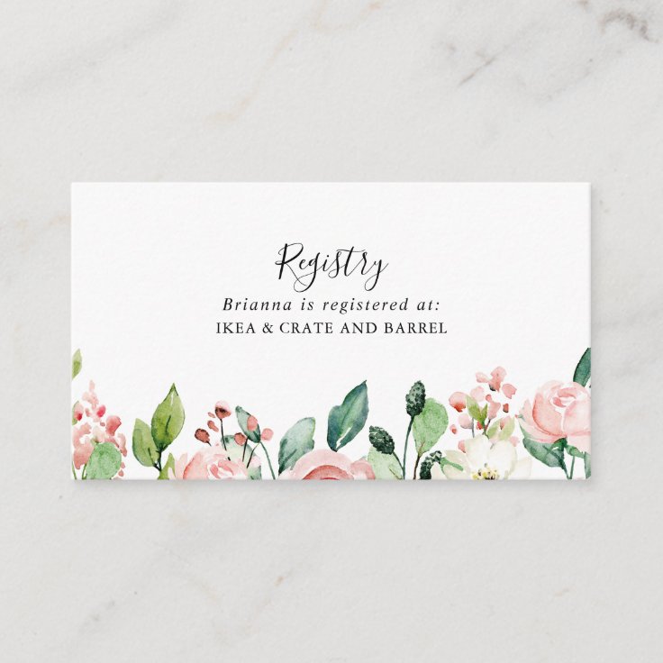 Elegant Dainty Autumn Floral Wedding Gift Registry Enclosure Card | Zazzle