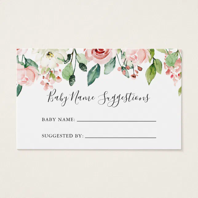 Elegant Dainty Floral Baby Name Suggestions Card | Zazzle