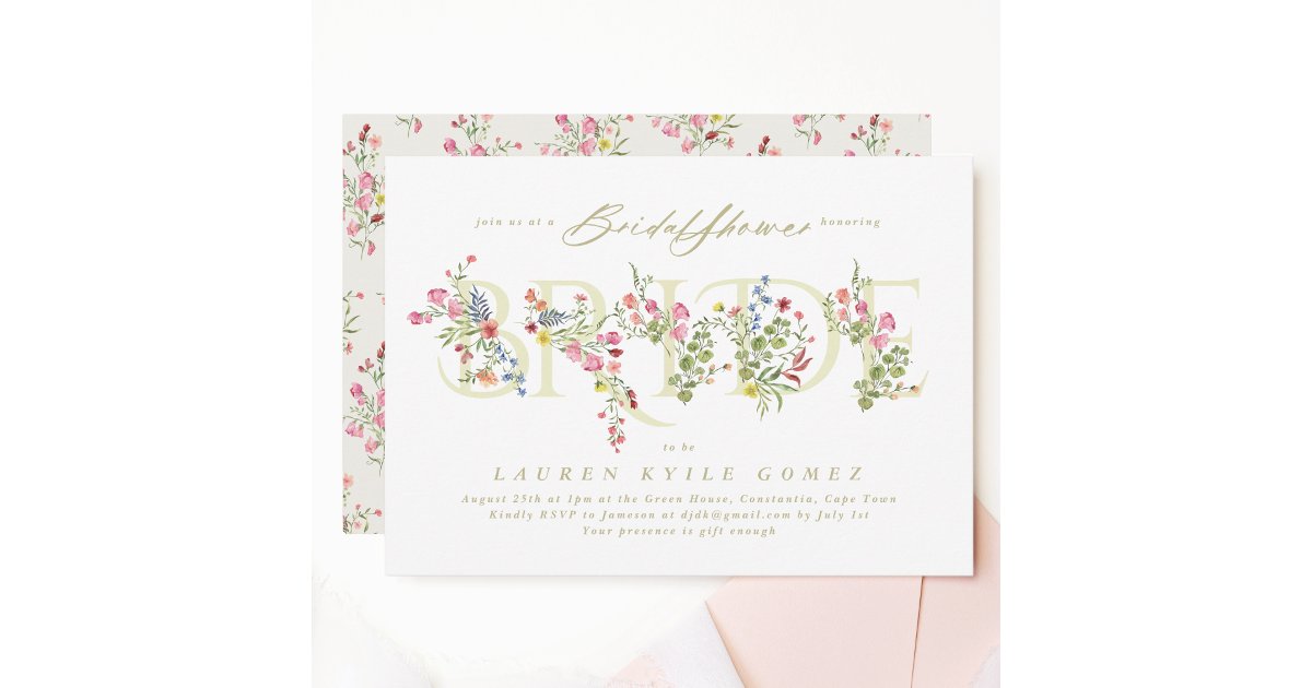 elegant dainty floral spring BRIDE Bridal Shower Invitation | Zazzle