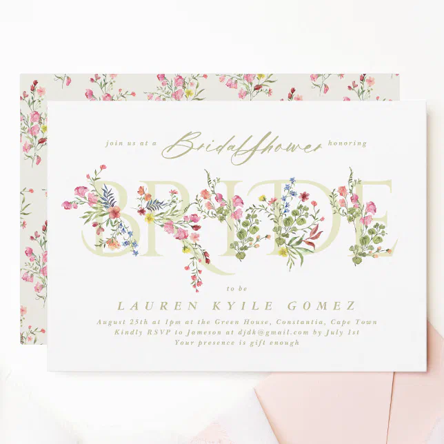 elegant dainty floral spring BRIDE Bridal Shower Invitation | Zazzle