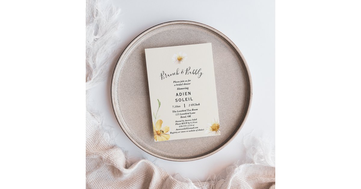 Elegant Daisy Brunch And Bubbly Bridal Shower Invitation | Zazzle
