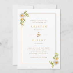 Elegant Daisy Frame Yellow & White Wedding Invitation | Zazzle