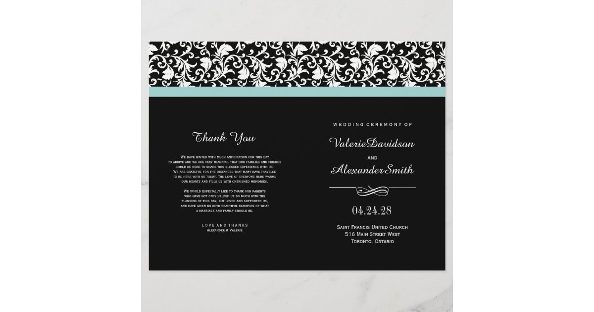 Elegant Damask Ceremony Wedding Programs | Zazzle