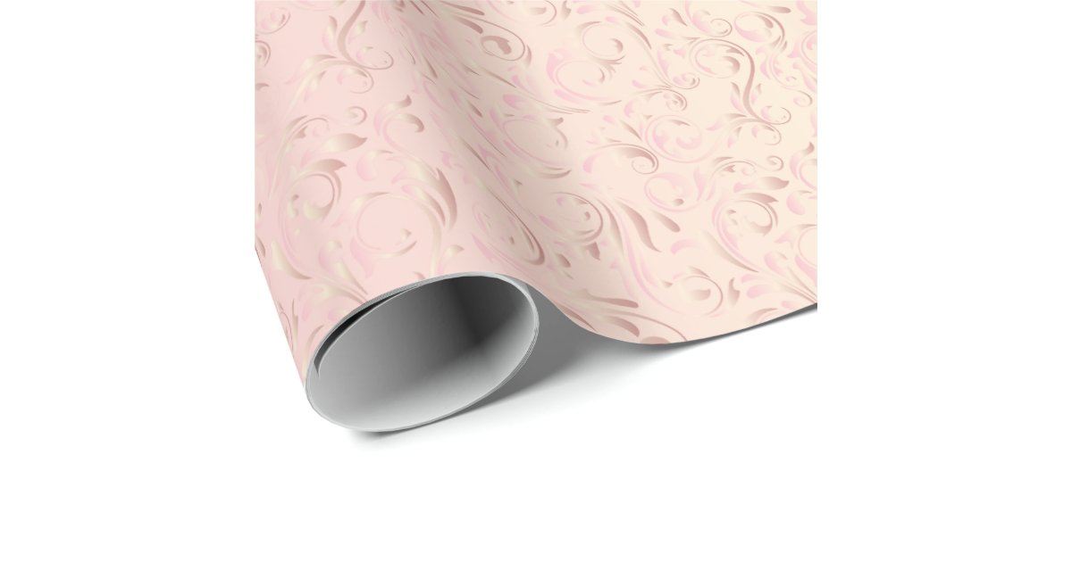 Elegant Damask Design | Rose Pink Wrapping Paper | Zazzle
