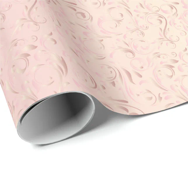 Elegant Damask Design | Rose Pink Wrapping Paper | Zazzle