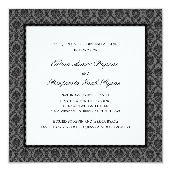 Elegant Damask Rehearsal Dinner Invitation | Zazzle.com