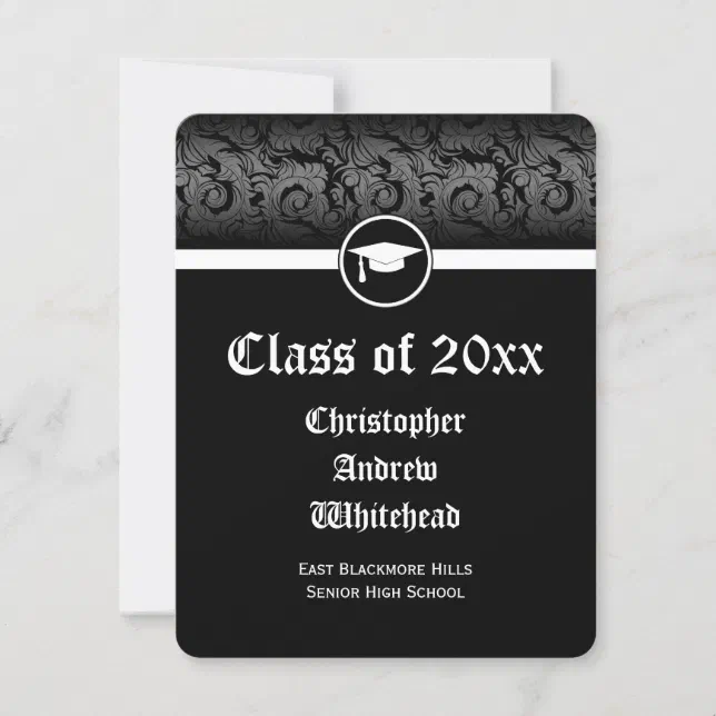 Elegant Damask Traditional/College Graduation Invitation | Zazzle