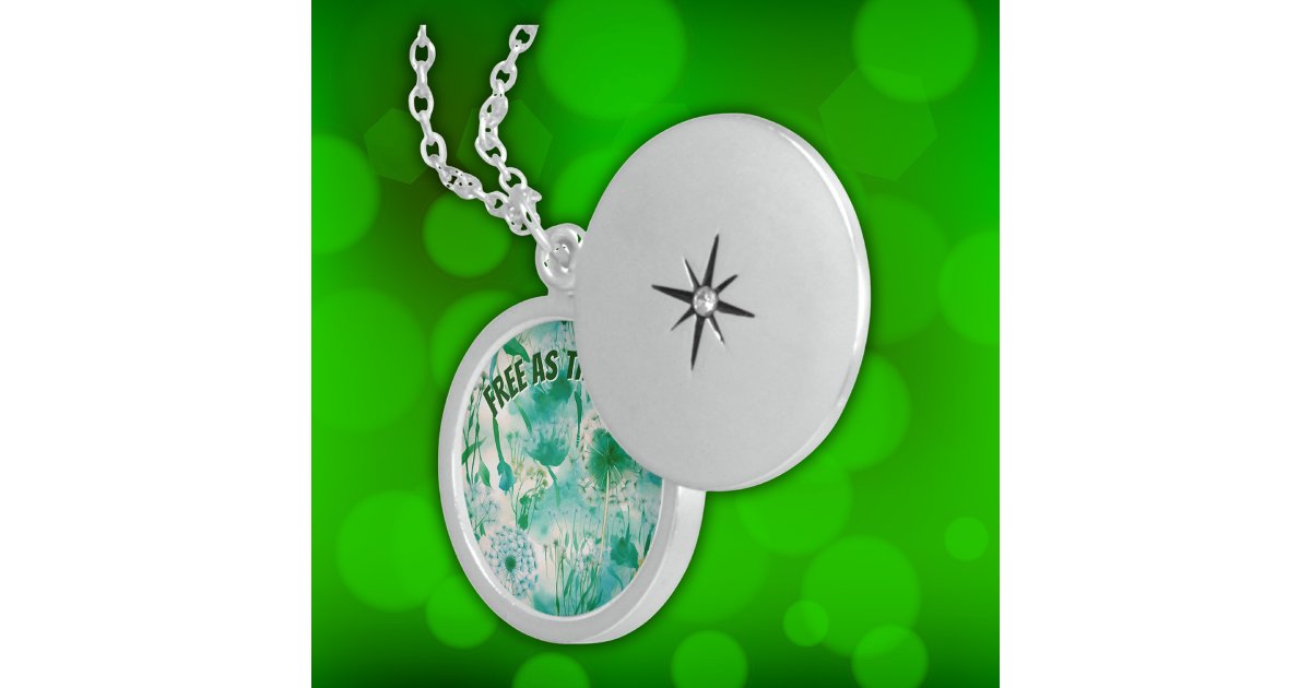 Elegant Dandelion Monogram Green and White | Locket Necklace | Zazzle
