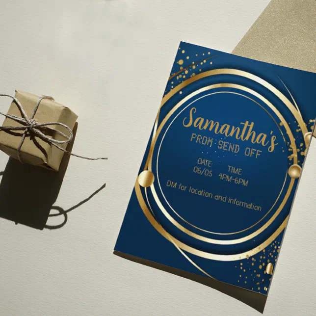 Elegant Dark Blue and Gold Prom Invitation Flyer | Zazzle