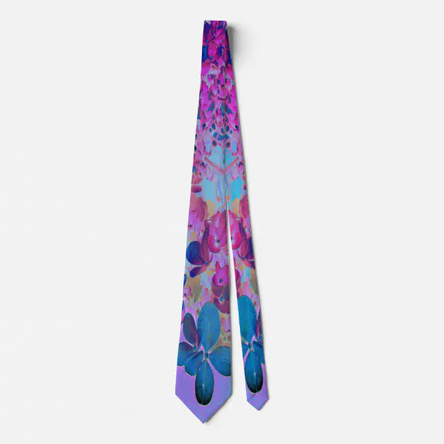 Elegant Dark Blue and Magenta Limelight Hydrangea Neck Tie | Zazzle