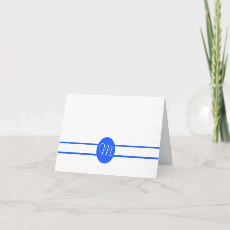 Elegant Dark Blue Double Stripe Blank Note Card | Zazzle