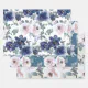 Elegant Dark Blue Light Pink Floral Watercolor Wrapping Paper Sheets ...