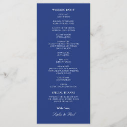 Elegant Dark Blue Wedding Program | Zazzle