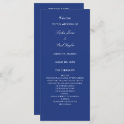 Elegant Dark Blue Wedding Program | Zazzle