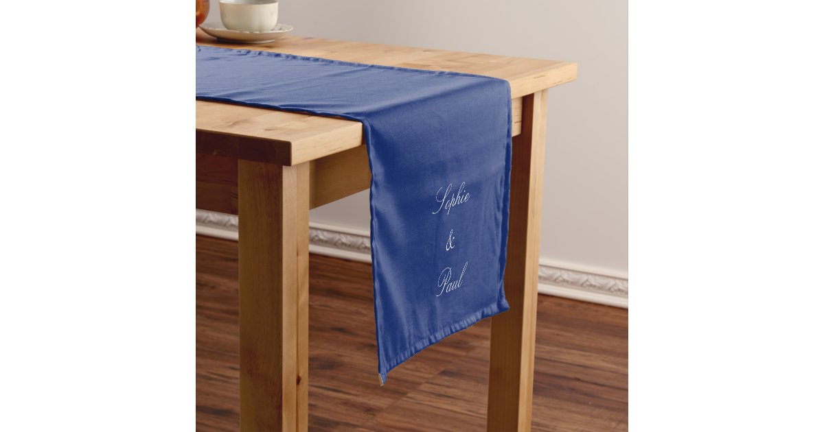 Elegant Dark Blue Wedding Table Runner | Zazzle