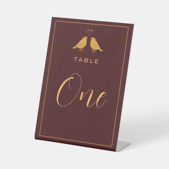 Elegant Dark Burgundy and Gold Table Number Pedestal Sign | Zazzle
