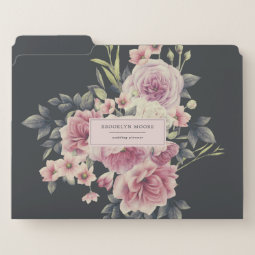 Elegant Dark Floral Personalized File Folder | Zazzle