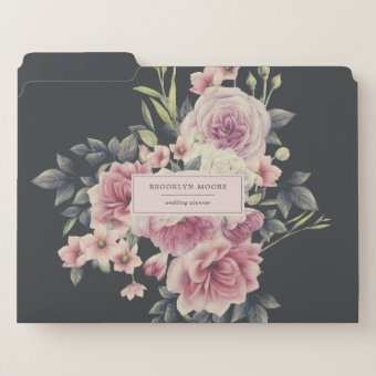 Elegant Dark Floral Personalized File Folder | Zazzle