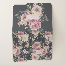 Elegant Dark Floral Personalized File Folder | Zazzle