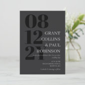 Elegant Dark Gray & Black Typography Wedding Invitation | Zazzle