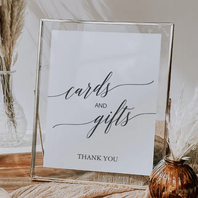 Elegant Dark Gray Calligraphy Cards and Gifts Sign | Zazzle