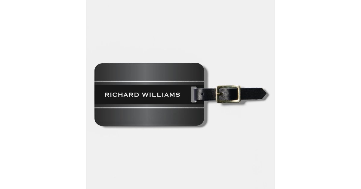 Elegant dark gray name and address luggage tag | Zazzle