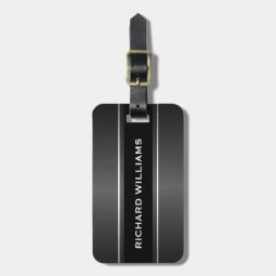Elegant dark gray name and address luggage tag | Zazzle
