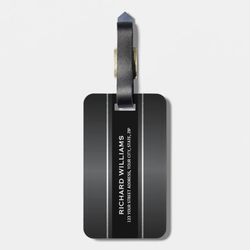 Elegant dark gray name and address luggage tag | Zazzle