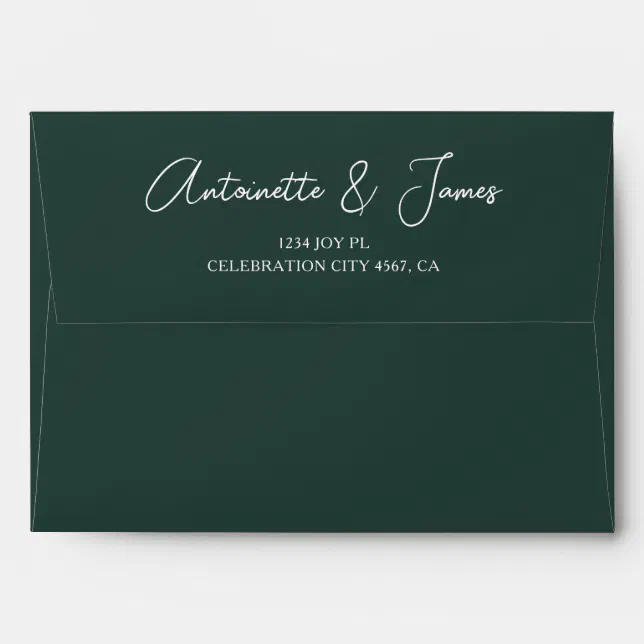 Elegant Dark Green Calligraphy Address Wedding Envelope | Zazzle