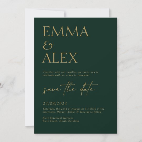 Elegant Dark Green Wedding Invitation | Zazzle.com