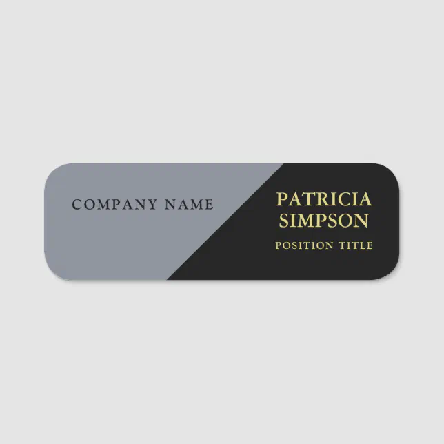 Elegant Dark Grey And Black Unique Design Concept Name Tag | Zazzle