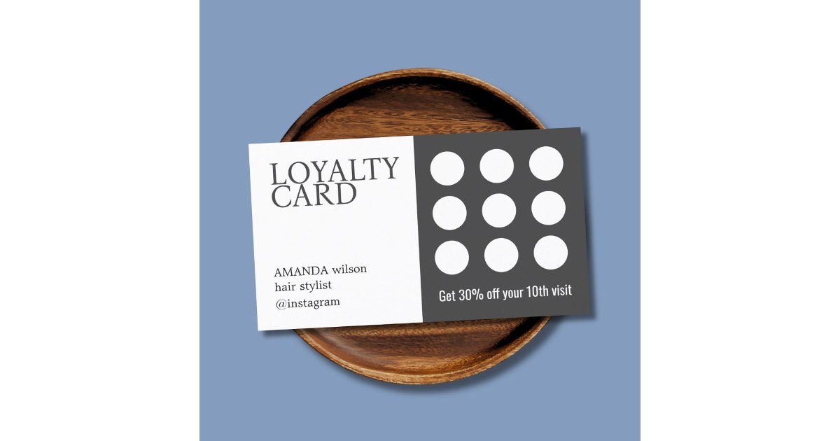 Elegant Dark Grey White Salon Loyalty Card | Zazzle