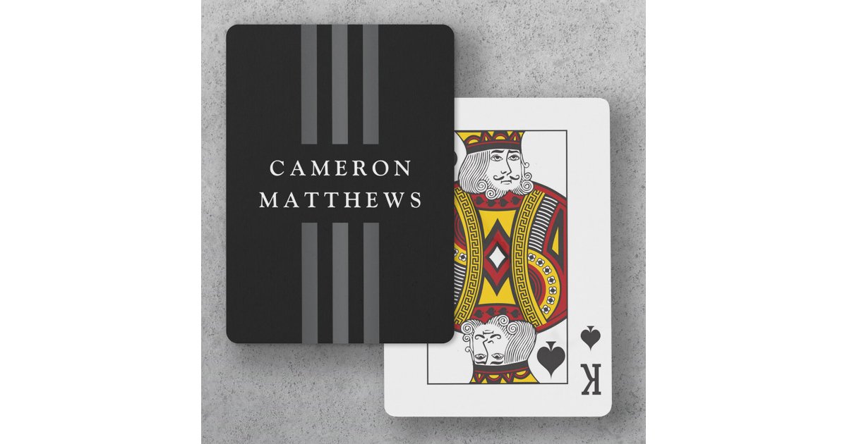 Elegant dark lines modern monogrammed black poker cards | Zazzle
