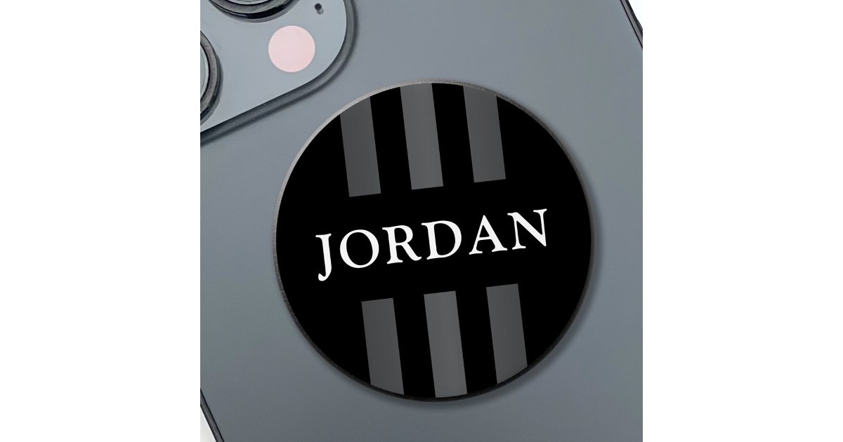 Elegant dark lines modern monogrammed black PopSocket | Zazzle