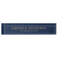 Elegant dark navy blue trendy desk name plate | Zazzle
