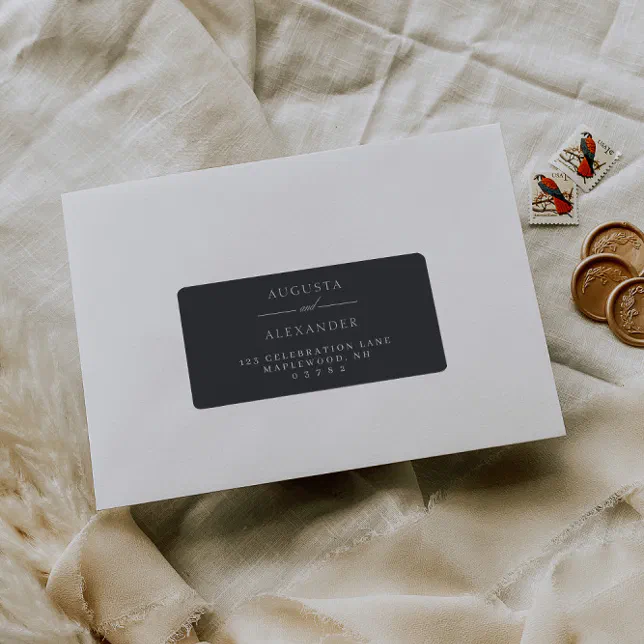 Elegant Dark Navy Gray Return Address Label | Zazzle