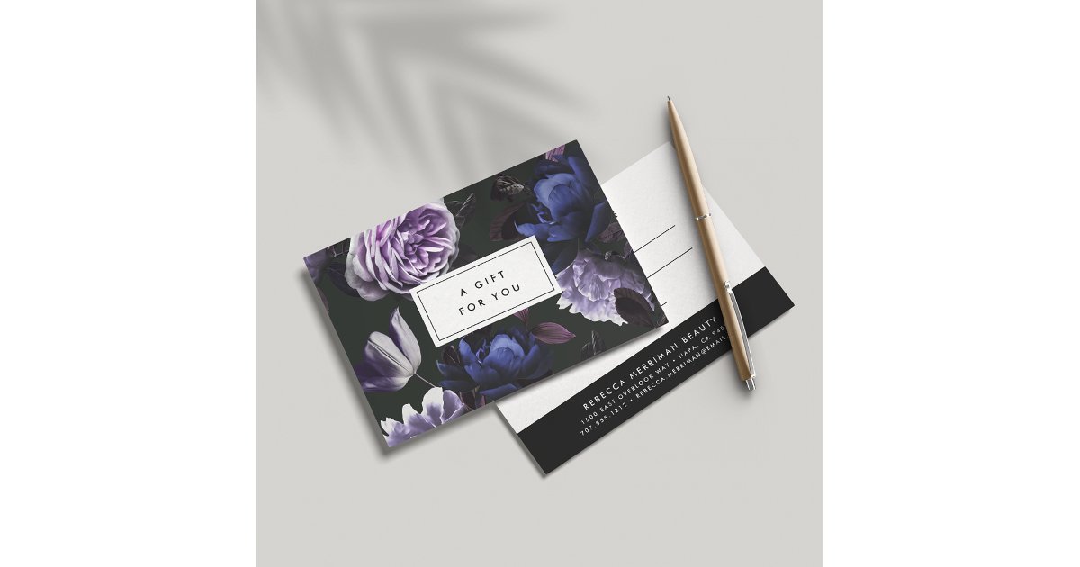 Elegant Dark Violet Floral | Gift Certificate | Zazzle