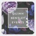 Elegant Dark Violet Floral Personalized Square Sticker | Zazzle