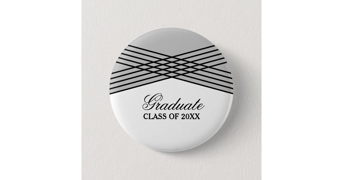Elegant Deco Gray Graduation Button | Zazzle