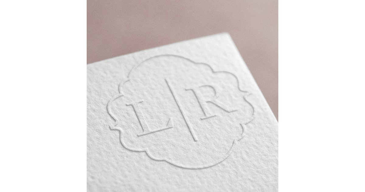 Elegant Decorative Border Two Letter Monogram Embosser | Zazzle