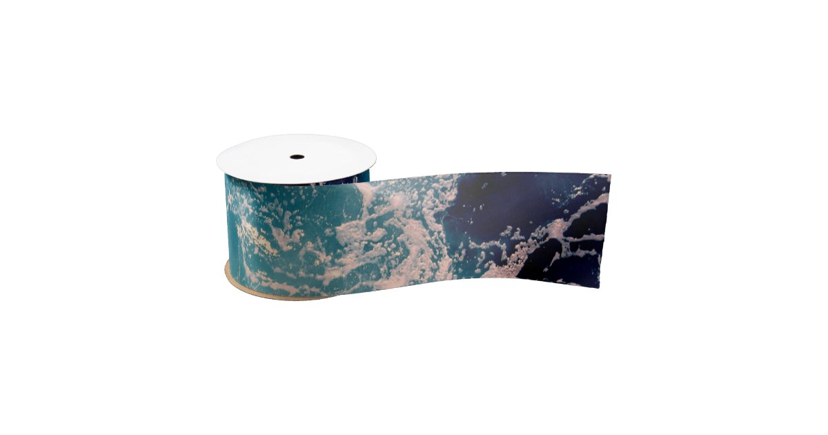 Elegant Deep Blue Ocean Waves Background Satin Ribbon | Zazzle