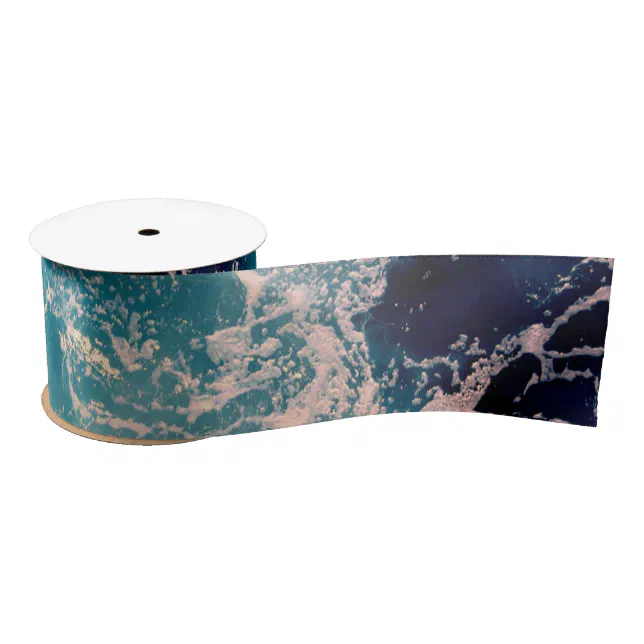 Elegant Deep Blue Ocean Waves Background Satin Ribbon | Zazzle