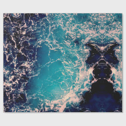 Elegant Deep Blue Ocean Waves Background Wrapping Paper | Zazzle