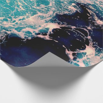 Elegant Deep Blue Ocean Waves Background Wrapping Paper | Zazzle