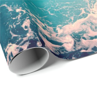 Elegant Deep Blue Ocean Waves Background Wrapping Paper | Zazzle