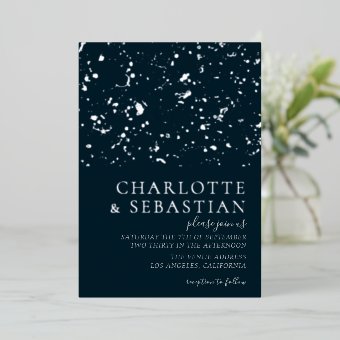 Elegant Deep Blue Photo Wedding Personalized Foil Invitation | Zazzle