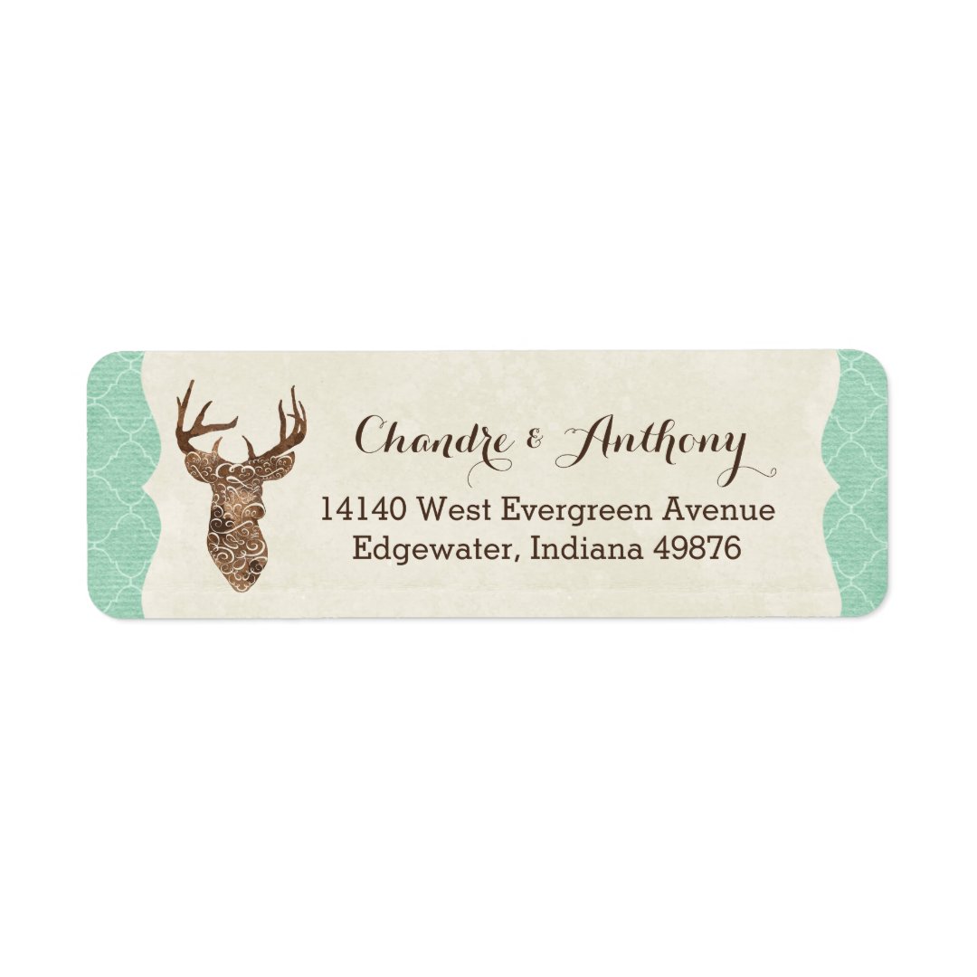 Elegant Deer Antlers Rustic Country Wedding Label | Zazzle