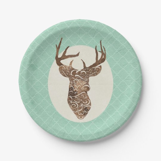 Elegant Deer Antlers Rustic Country Wedding Paper Plates | Zazzle.com